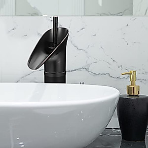 DOITOOL 1 Set Black Faucet Bathroom Sink Faucet Bathroom Faucets Waterfall Bath Mixer Tap Faucet for Bathroom Sink Bathroom Water Tap Lavatory Basin Faucet Dressing Table Copper Tub