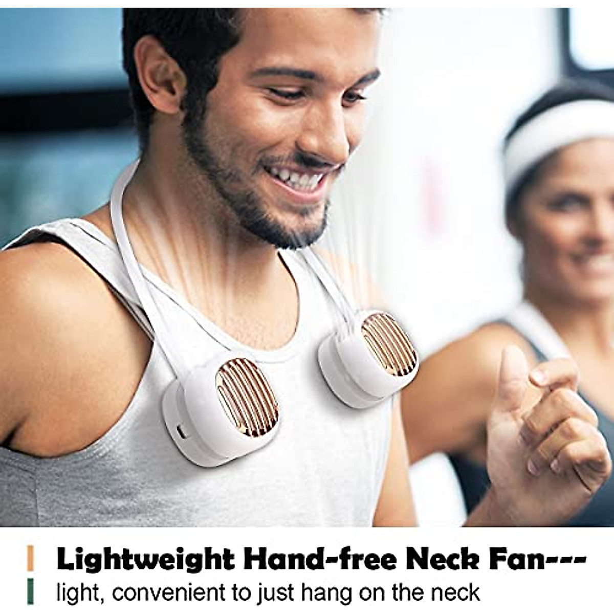 Genround Changeable Neck Fan, Portable Hanging Neck Fan Neck Air Conditioner Pocket Sized Hands Free With Display for GYM Camping Hiking Outdoor Travel