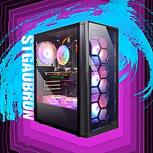 STGAubron Gaming PC Desktop, GeForce RTX 2060 6G GDDR6, Intel Core I7 3.4 GHz up to 3.9 GHz, 16G RAM, 512G SSD, WiFi, BT 5.0, RGB Fan x6, RGB Mouse Pad, RGB BT Sound Bar, Windows 10 Home