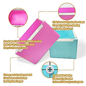 LLSPET Food and Water Bowl for Hamster/Rabbit/Chinchilla/Guinea Pig Other Small Pets,Rabbit Guinea Pig Hay Feeder,Made from Non-Toxic, BPA Free Plastic and Minimizing Waste and Mess