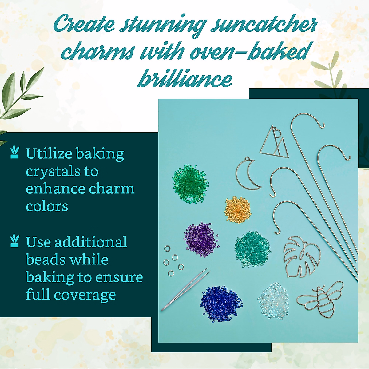 Craft Crush Plant Charms Kit – Makes 4 Suncatcher Charms for Plants – Metal Garden Stakes & Decorative Ornaments for Plant Lovers, Gift, Home Decor, Teens & Adults - DIY Art & Craft Kit - Ages 13+