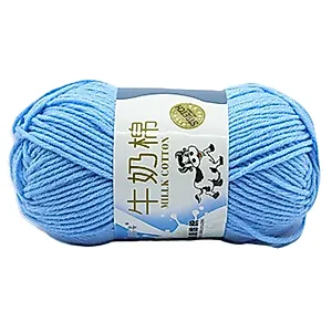 Libcflcc Milk Cotton Lightweight Soft Useful Yarn Crochet Knitting Crafting Lake Blue