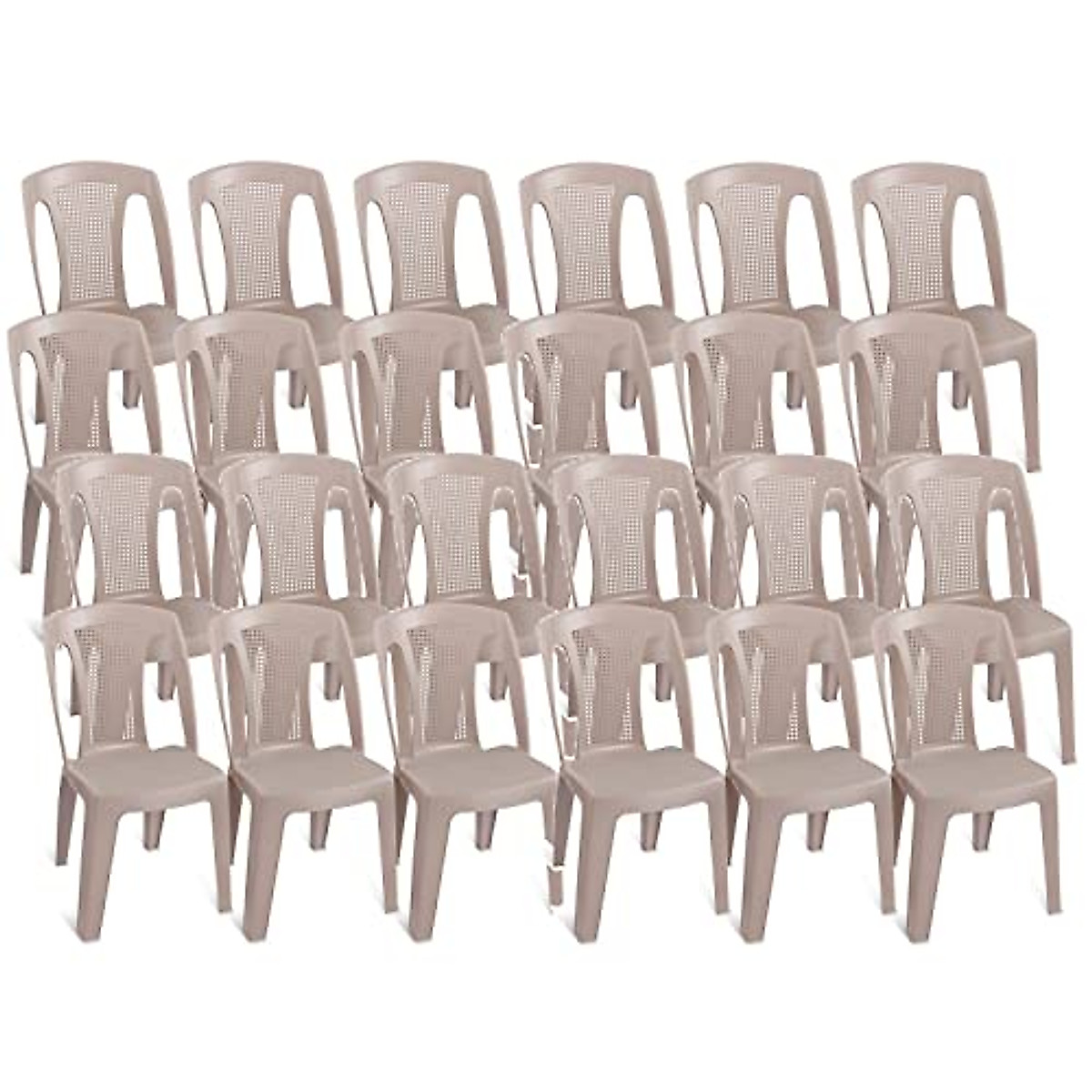 Zilpoo Set of 4 - Plastic Stackable Chairs, Outdoor Patio Armless Stacking Chairs for Outside Lawn Parties and Picnics