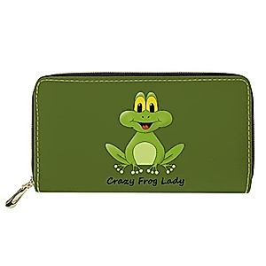 Bulopur Crazy Frog Lady Printing Shopping Tote Bags Women'S Wallet 2Pcs Canvas Tote Bag with Interior Pocket Coin Purse Zip Around