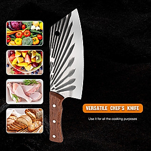TJ POP Meat Cleaver 7 Inches, Ultra Sharp Chinese Cleaver Knife, Full-tang Chopping Knife 30Cr13 Steel Blade Thickness 2.2 mm, Classic Manual Forging Series HP01005
