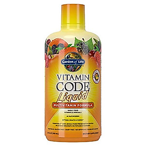 Garden of Life Multivitamin - Vitamin Code Liquid Raw Whole Food Vitamin Supplement, Vegetarian, No Preservatives, Orange Mango, 30oz Liquid - Packaging May Vary