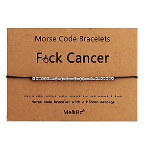 Fuck Cancer Morse Code Bracelet Stainless Steel Unique Cancer Patient Survivor Cheer Up Uplifting Inspirational Encouragement Gift ID Bracelet for Women Men Mother Wife Grandma