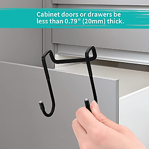 Tinfol 8 Pack Cabinet Door Hooks, Double S-Shaped Over Door Shower Hook, Stainless Steel Over Door Hook, for Kitchen, Bathroom, Closet, Cabinet Cupboard, Shower, Drawer, Wardrobe, Office (Black)