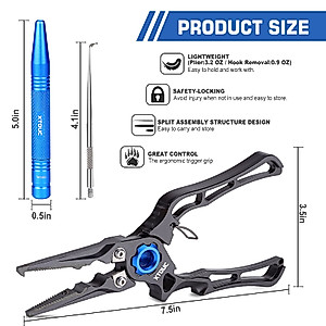 XTOUC Saltwater Fishing Pliers Titanium Alloy Jaw, Fish Hook Quick Removal, Fishing Accessories and Equipment, Split Ring Tools, Fishing Tackle Kit, Fishing Gear for Gift