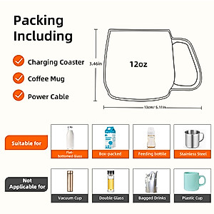 Dimux Coffee Warmer with Mug Set - Electric Beverage Cup Warmer for Desk Office Home Use, Candle Warmer Heating Plate with Gravity Switch Auto Shut Off (Up to 131F/55C), 12oz (Blue Set)