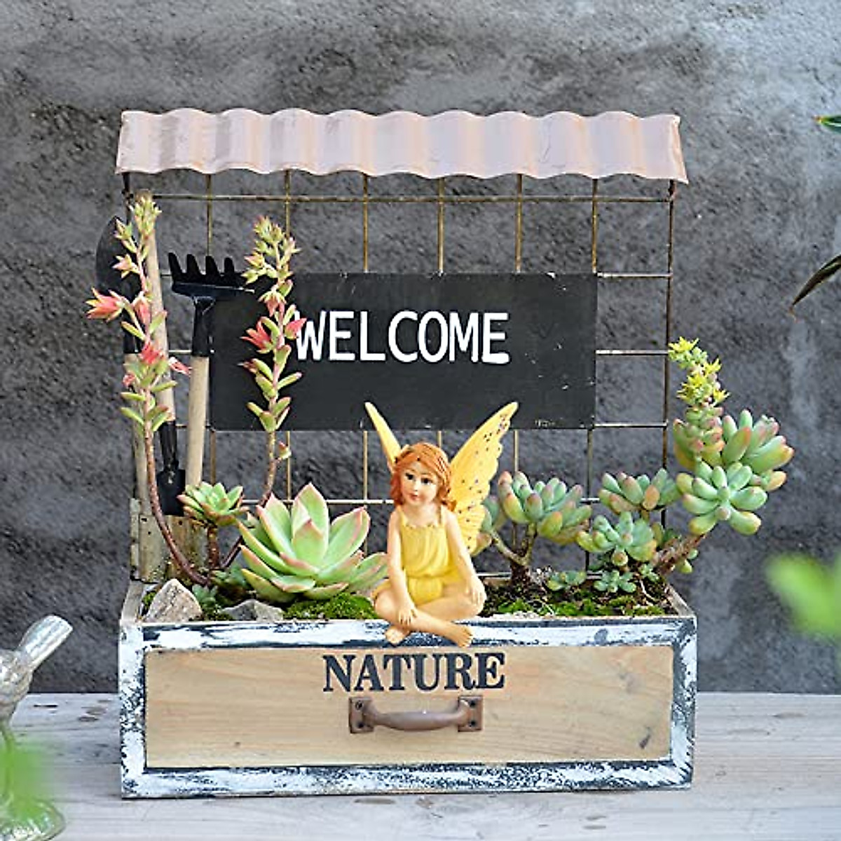MUAMAX Fairy Garden Fairies Miniature Garden Fairies Figurines Outdoor Small Fairies Ornaments Fairy Garden Accessories Terrarium Moss Decor