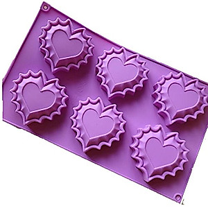 Allforhome 6 heart Silicone Cake Baking Molds Cake Pan Muffin Cups Handmade Soap Molds Biscuit Chocolate Ice Cream Soap DIY Mould Candy Making Mold