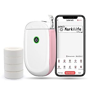 Marklife P11 Label Maker Machine with 4 Rolls Tape,Mini Thermal Wireless Inkless Sticker Printer Machine for Home Kitchen Office Organization