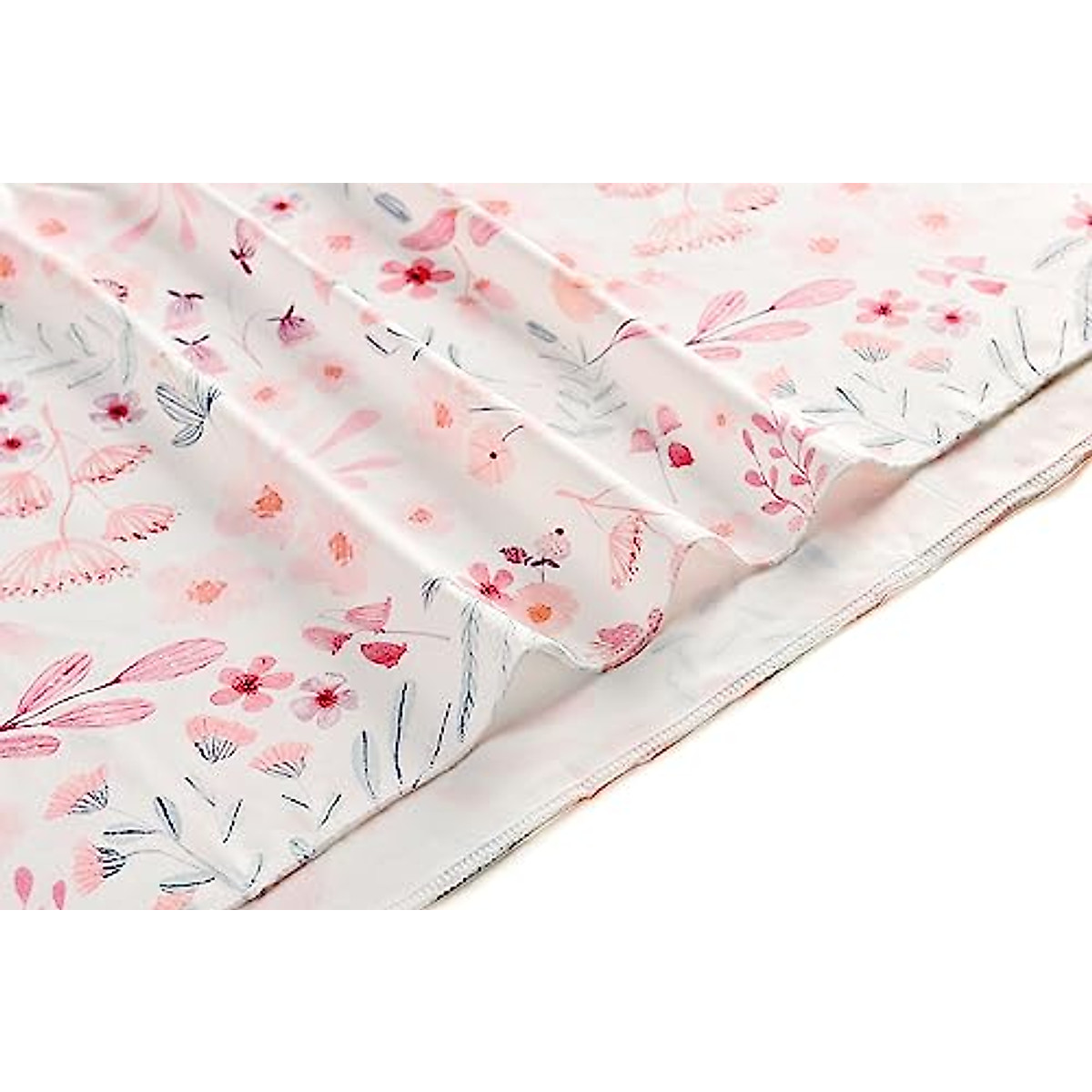 Terriboo Newborn Receiving Blanket and Headband Set Flower Print Baby Swaddle Wrap Floral (Pink 2)