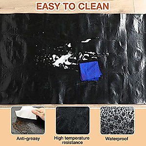 2 Pcs Large Under Grill Mat 60 x 36 Inch Reusable Absorbent Oil Pad Fireproof Fire Pit Mat Waterproof Deck and Patio Protective Mats for Outdoor Gas Grill Charcoal Fireplace BBQ Protector, Black
