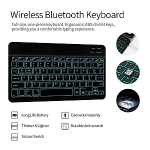 JUQITECH Backlit Keyboard Case with Stylus Pen for iPad 9th/8th/7th Gen 10.2inch - Active Pencil with Palm Rejection, Wireless Bluetooth Magnetic Keyboard for iPad 10.2" Cover Case with Pencil Holder