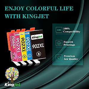 Kingjet 902XL Ink Cartridges for HP Printers Replacement for HP 902XL 902 902 XL Combo Pack for HP Officejet Pro 6978 6968 6970 6958 6962 6975 6960 6954 Printer, 4 Pack for HP 902 Ink Cartridges