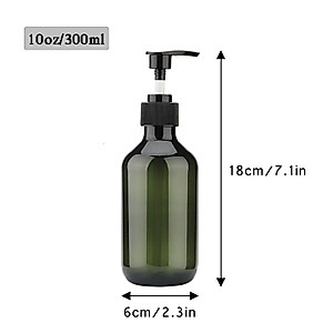 Sdoot Green Pump Bottle 2 Pack, 10oz Shampoo Pump Bottle Plastic Pump Dispenser Bottle Squeeze Containers for Shampoo Lotion Body Wash
