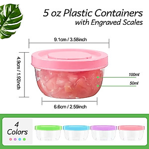 Zezzxu 5 oz Small Plastic Food Containers with Screw Lids, 12 Pack Reusable Freezer Storage Jars Stackable Deli Containers (Microwave & Freezer Safe)