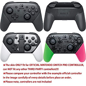 YoRHa Studded Silicone Transfer Print Cover Skin Case ONLY for Nitendo Official Switch Pro Controller x 1(Leaves Red) with Pro Thumb Grips x 8