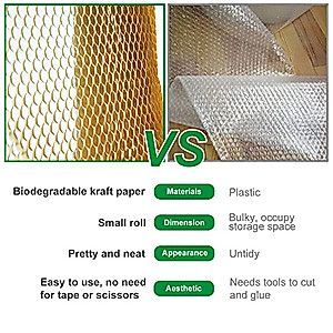 Moving Supplies Honeycomb Packing Paper for Dishes and Glassware 15 Inches * 820 Feet, Large Bubble Cushioning Wrap Roll Eco Friendly Packaging Shipping Material, Sustainable Box Void Filler