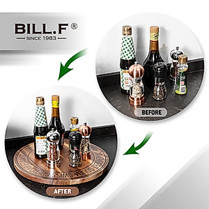 15" Acacia Wood Lazy Susan Organizer for Table - Wooden Lazy Susan Organizer for Cabinet - Kitchen Turntable Storage Food Bins Container for Pantry, Countertop Spice Rack