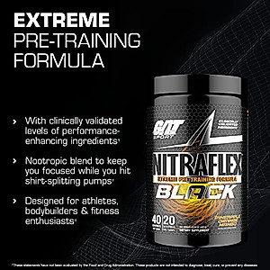 GAT Sport Nitraflex Black, Extreme Pre-Training Formula, 40 Servings (Strawberry Kiwi)