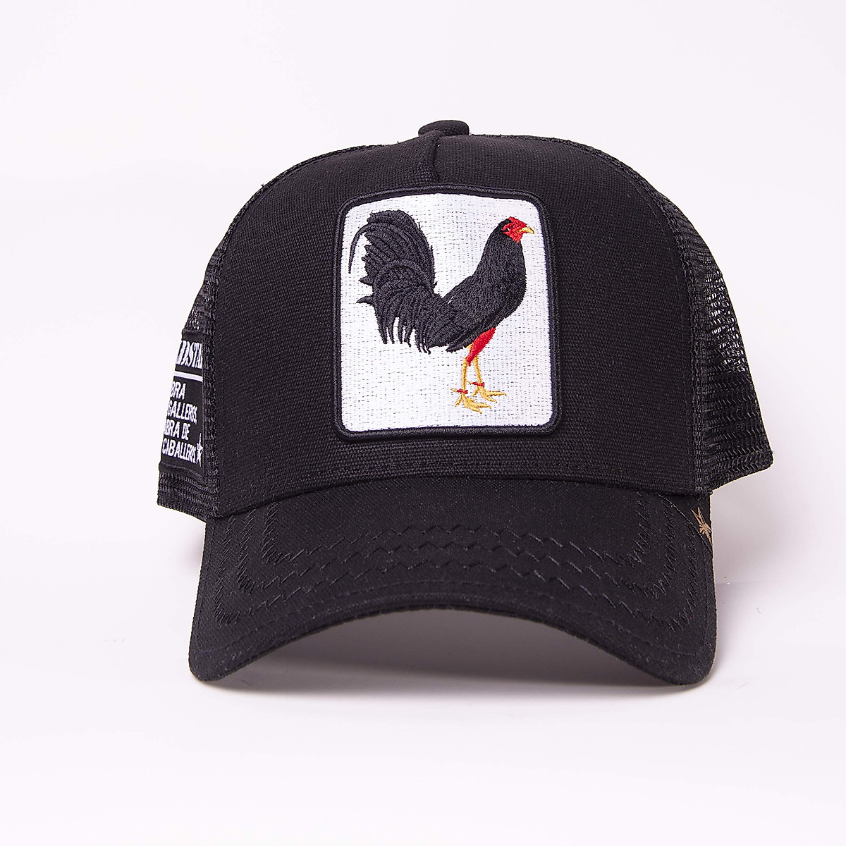 GOLD STAR HAT - Rooster Black Trucker hat Cap Unisex mesh in The Back (Black)