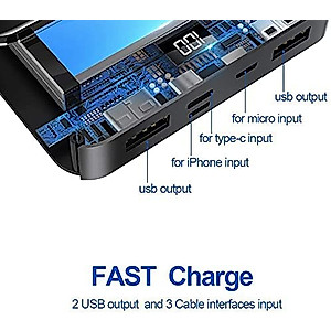 T-CORE Power Bank 10000mAh Portable Charger,Smallest External Battery Lightest Ultra Compact High Speed 2USB Cell Phone Mobile Pack for iPhone Xs 8 7 6 Samsung Galaxy Note S9 iPad Tablet-Black