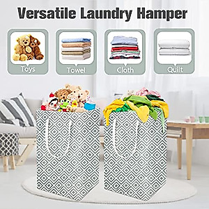 Letensh Laundry Baskets 2 Pack, 75L Foldable Laundry Hampers with Mesh Laundry Bag, Waterproof Dirty Clothes Hamper Organizer Freestanding Tall Laundry Bin with Handles for Laundry Room, Bedroom, Dorm