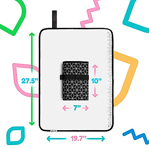 Toolik Baby Diaper Changing Pad, Extra Large (27.5 x 19.7 inch) Waterproof Mat for Stroller Walks or Diaper Bag, Fits Newborn and Toddler for Quick Change on The go, Black with 3D Cube