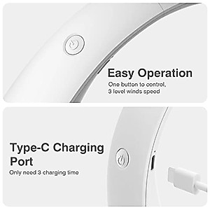 MITO Portable Hanging Neck Fan,Battery Operated Bladeless Neck Fan,Rechargeable Personal Cooling Fan,Wearable Personal Neck Fan with 3 Wind Speeds for Office Sports Traveling Unique Gift for Father