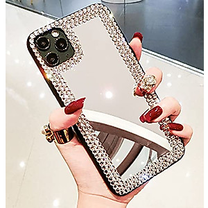 Poowear for iPhone 13 Case 3D Glitter Sparkle Bling Mirror Case Luxury Shiny Crystal Rhinestone Diamond Bumper Clear Protective Case Cover for Women for iPhone 13 6.1"