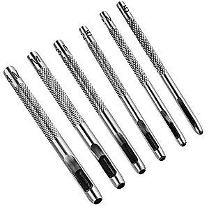 Leather Hole Punch, Leather Punch Tool, Leather Stitching Punch, Leather Punch for Leather Watch Band, Leather, Gasket Belt, Fabric, Canvas Paper Plastics. 6Pcs(1.5mm-4mm)- QUIUMES