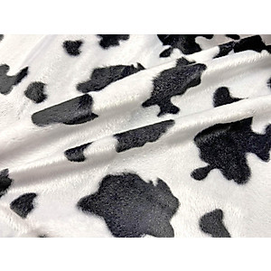 AMORNPHAN 58” Wide 100% Polyester Cow ฺHide Bull Ox Pattern Animal Print Short Pile Smooth Faux Fur Velboa S-Wave Fabric Craft Cloth Kid Sewing Crafting Decorative Pillow Covers for 1 Yard (Cow)