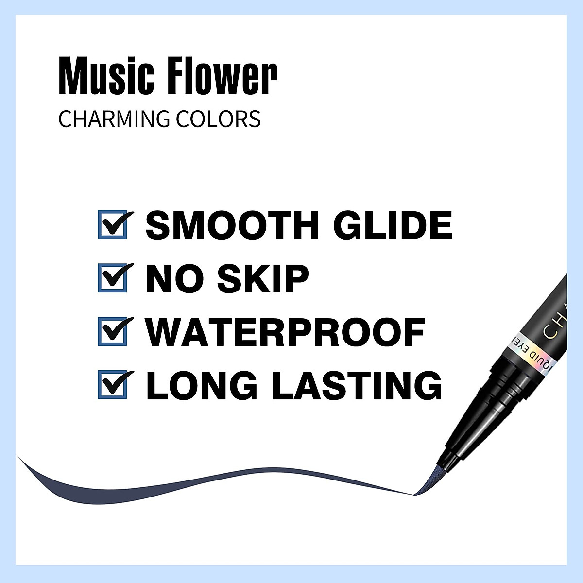 Music Flower Eyeliner Pen,Colored Matte Liquid Eyeliner Waterproof Smudge Resistant with Precise Tip (Green)