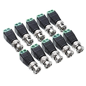 joleully BNC Male Balun Connector 9 Pcs Coaxial Cat5 to BNC Male Connector and BNC to 2 Screw Camera Terminal Male Adpater for CCTV Surveillance Video Cameras Coaxial/Cat5/Cat6 Cable to BNC Male Conne