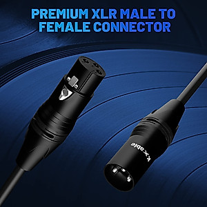 XLR Microphone Cable 100 Feet, 3 Pin Shielded Balanced Male to Female Mic Cord, Zinc Alloy Shells, OFC, Heavy-Duty Patch Cable for Amplifier, Speaker, Mixer with 5 Cable Ties