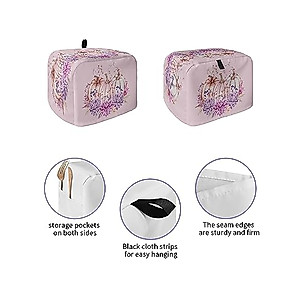 Toaster Dust Cover 2 Slice, Thanksgiving Pumpkin with Flowers Pink Texture Bread Maker Cover Toasters Covers for Fingerprint Protector Washable Kitchen Small Appliance Cover 12x7.5x8in