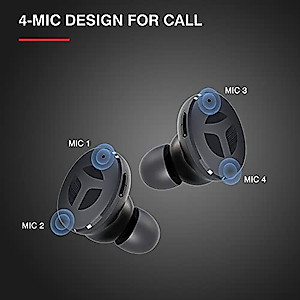 TRANYA M10B Wireless Sports Earbuds, Button Control, Premium Sound with Deep Bass, 32H Playtime, 4 Microphones Design for Call, Bluetooth Earbuds, IPX5 Waterproof Headphones for Sports