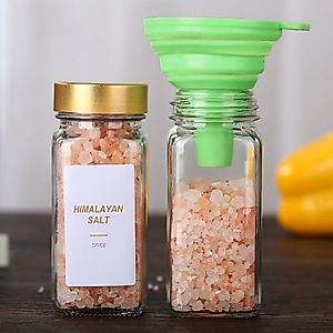 JARXSUN Glass Spice Jars with Label, 24Pcs Spice Jars with Shaker Lids-4 oz Gold Spice Seasoning Jars Bottles Containers Set for Spice Rack (24)