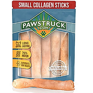 Pawstruck Beef Collagen Sticks for Dogs, Small Long Lasting Chews for All Breeds, 5-Count Bully Sticks and Rawhide Alternative Treats w/Chondroitin & Glucosamine, Low Fat & High Protein Dental Treats