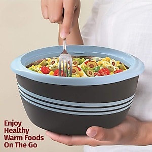 Pinnacle Large Insulated Casserole Dish with Lid 3.6 qt. Elegant Hot Pot Food Warmer/Cooler -Thermal Soup/Salad Serving Bowl Stainless Steel Hot Food Container–Best Gift Set for Moms – (Blue)