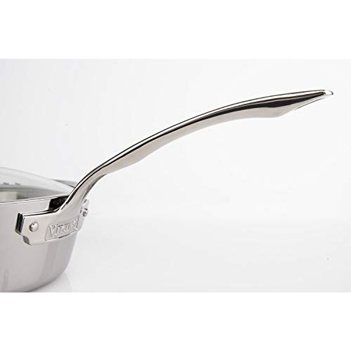 Viking Culinary Contemporary 3-Ply Stainless Steel Sauté Pan, 4.8 Quart, Includes Glass Lid, Dishwasher, Oven Safe, Works on All Cooktops including Induction