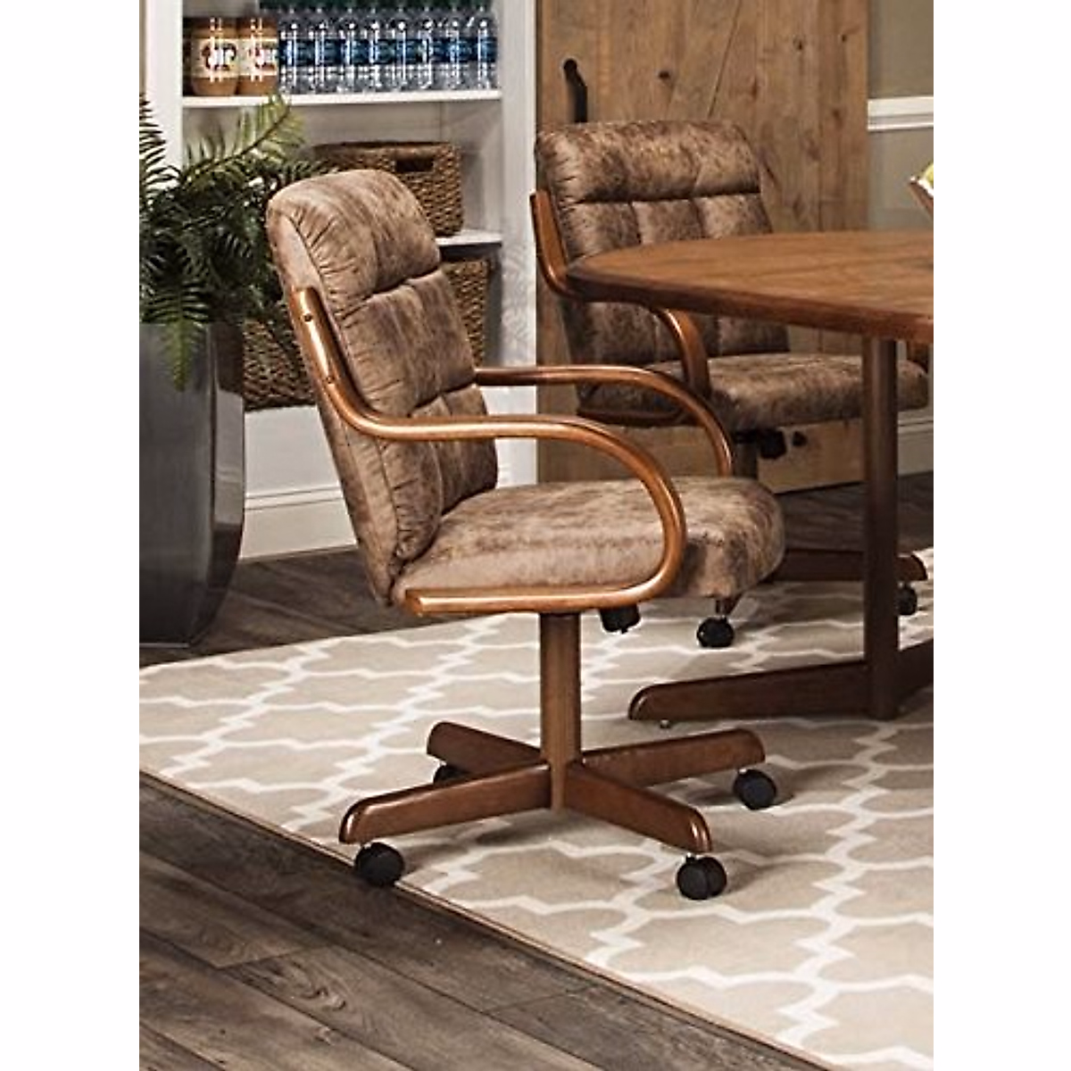 Caster Chair Company Bernard Swivel Tilt Caster Dining Arm Chair in Rawhide Microsuede (1 Chair)