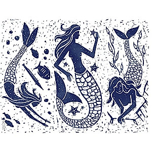 Tervis Vintage Mermaid Collage Tumbler with Wrap and Navy Lid 24oz, Clear, 1 Count (Pack of 1)