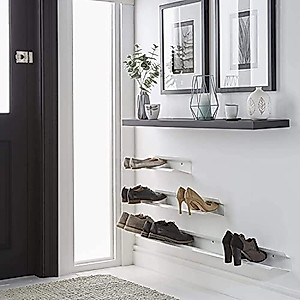 j-me Horizontal Shoe Rack – Wall Mounted Shoe Rack Organizer Keeps Shoes, Boots, Sneakers & Heels Off The Floor. A Modern Shoe Organizer For Your Entryway or Closet. (White - 28 inches)