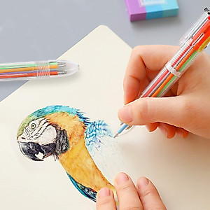 Hutou 24 Pack 0.5mm 6-in-1 Multicolor Ballpoint Pen 6 Colors Retractable Ballpoint Pens (24 Pack)