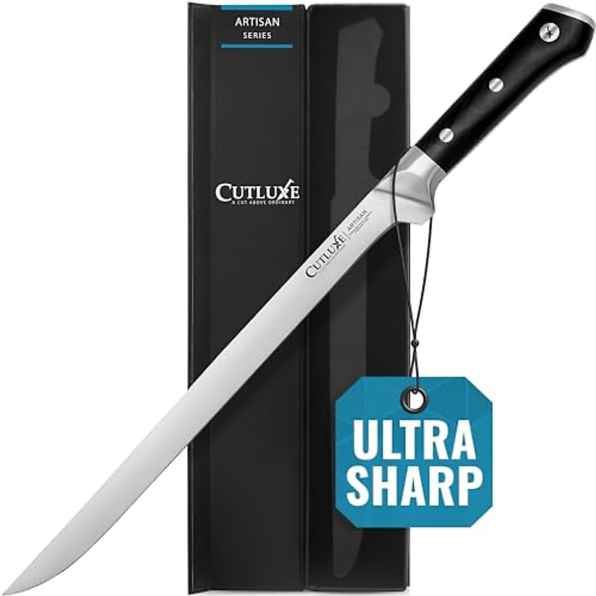 Cutluxe Ham Knife 12" - Spanish Style Meat Slicer, Carving Serrano Ibérico & Italian Prosciutto - Premium High Carbon Stainless Steel Blade - Ergonomic Black Handle - Artisan series