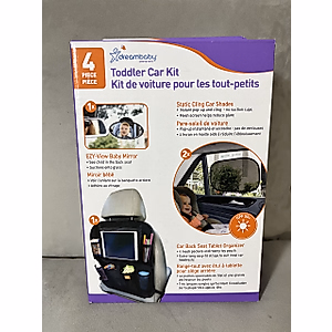 Toddler Car Kit 4 Piece, EZY-Baby Mirror, Back seat Touch Screen Tablet Holder with Pockets Organizer, 2-car Window Sun Visor Shades